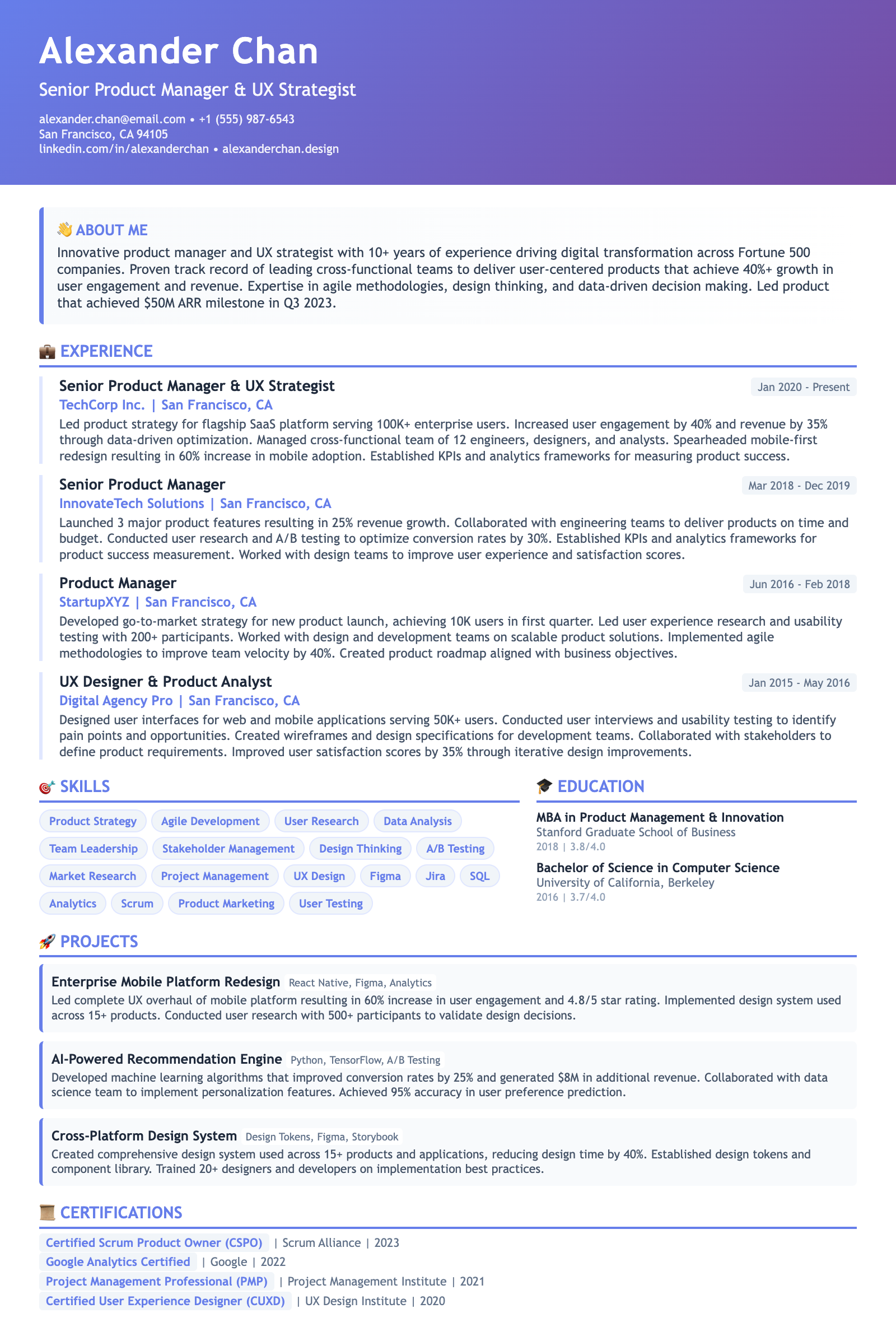 One-Pager: Creative Resume Template - free Download | ResumeGyani