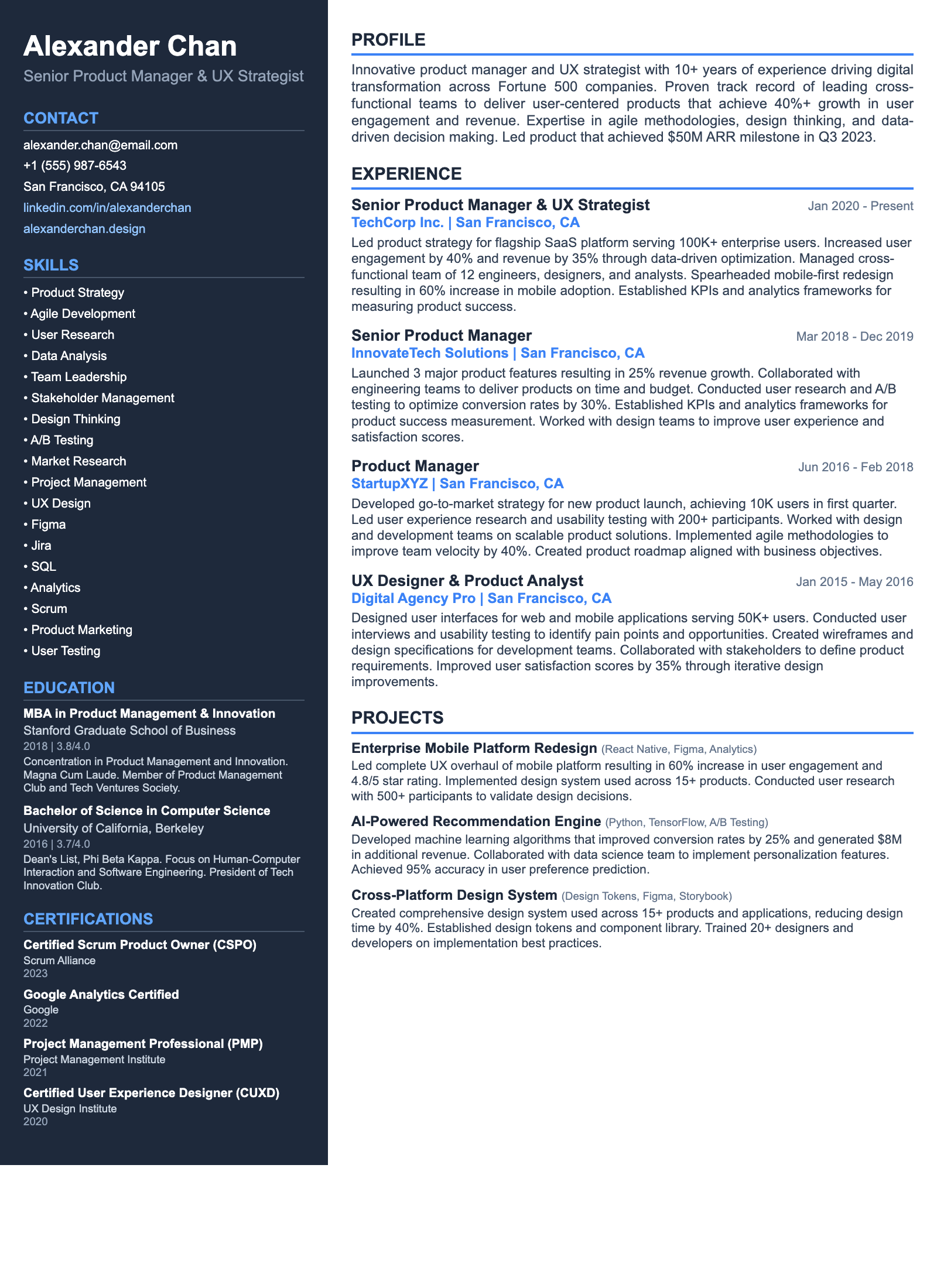 One-Pager: Modern Two-Column Resume Template - free Download | ResumeGyani
