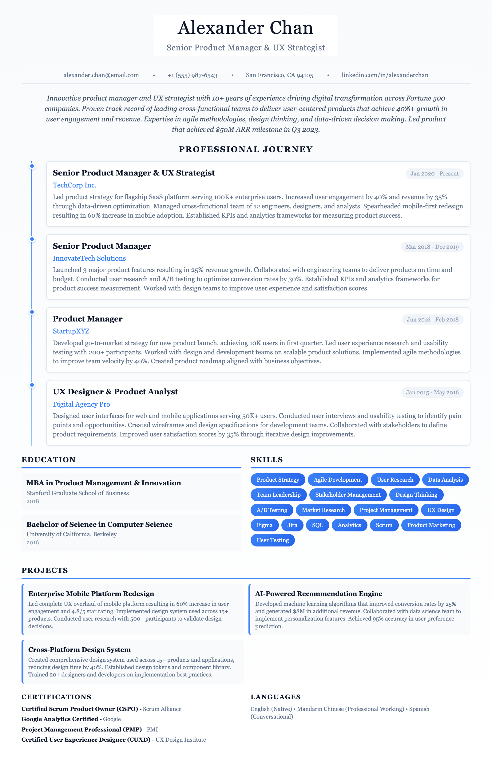 One-Pager: Timeline Journey Resume Template - free Download | ResumeGyani