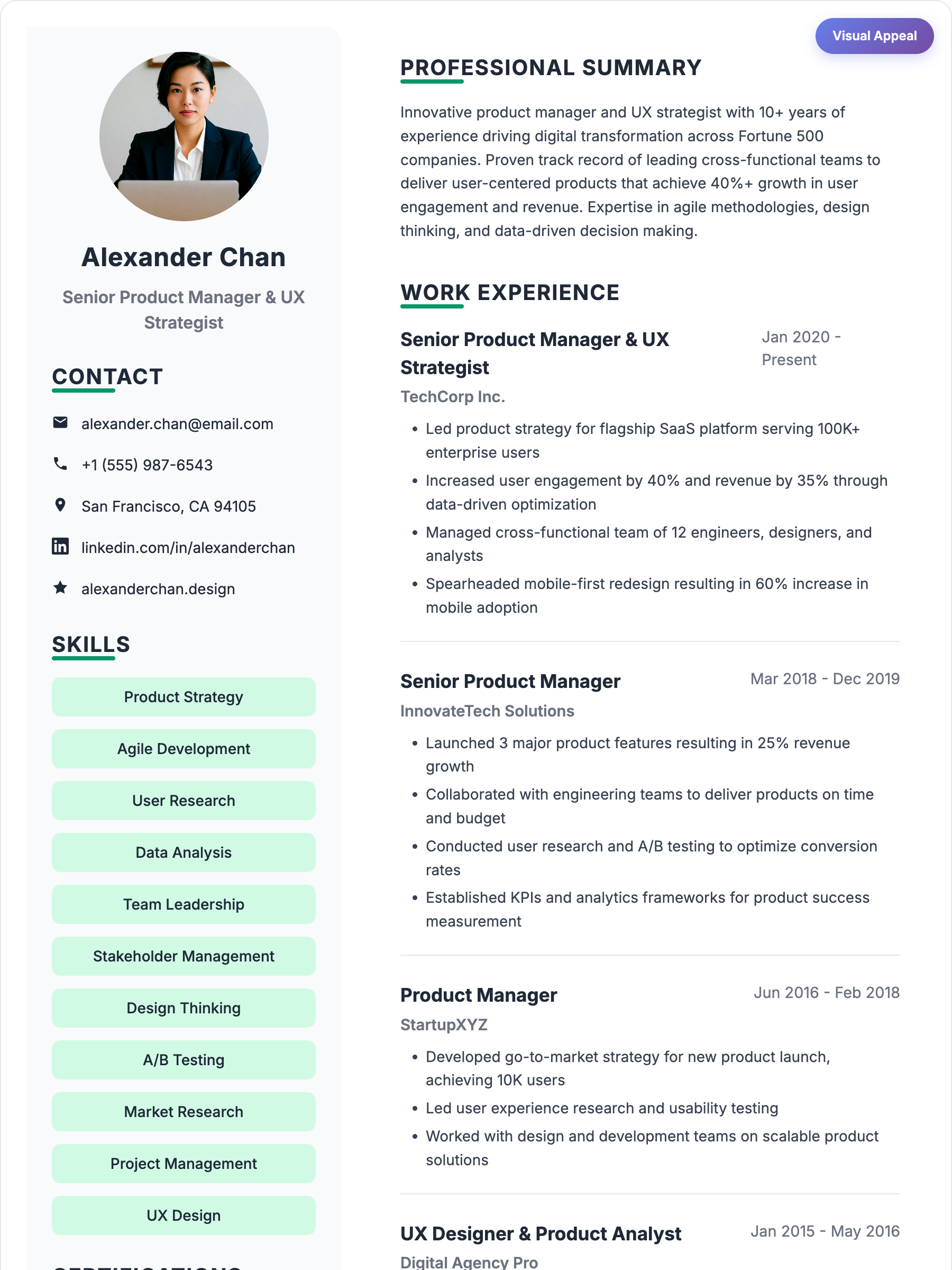 Consultant Professional with Photo Resume Template - free Download ...